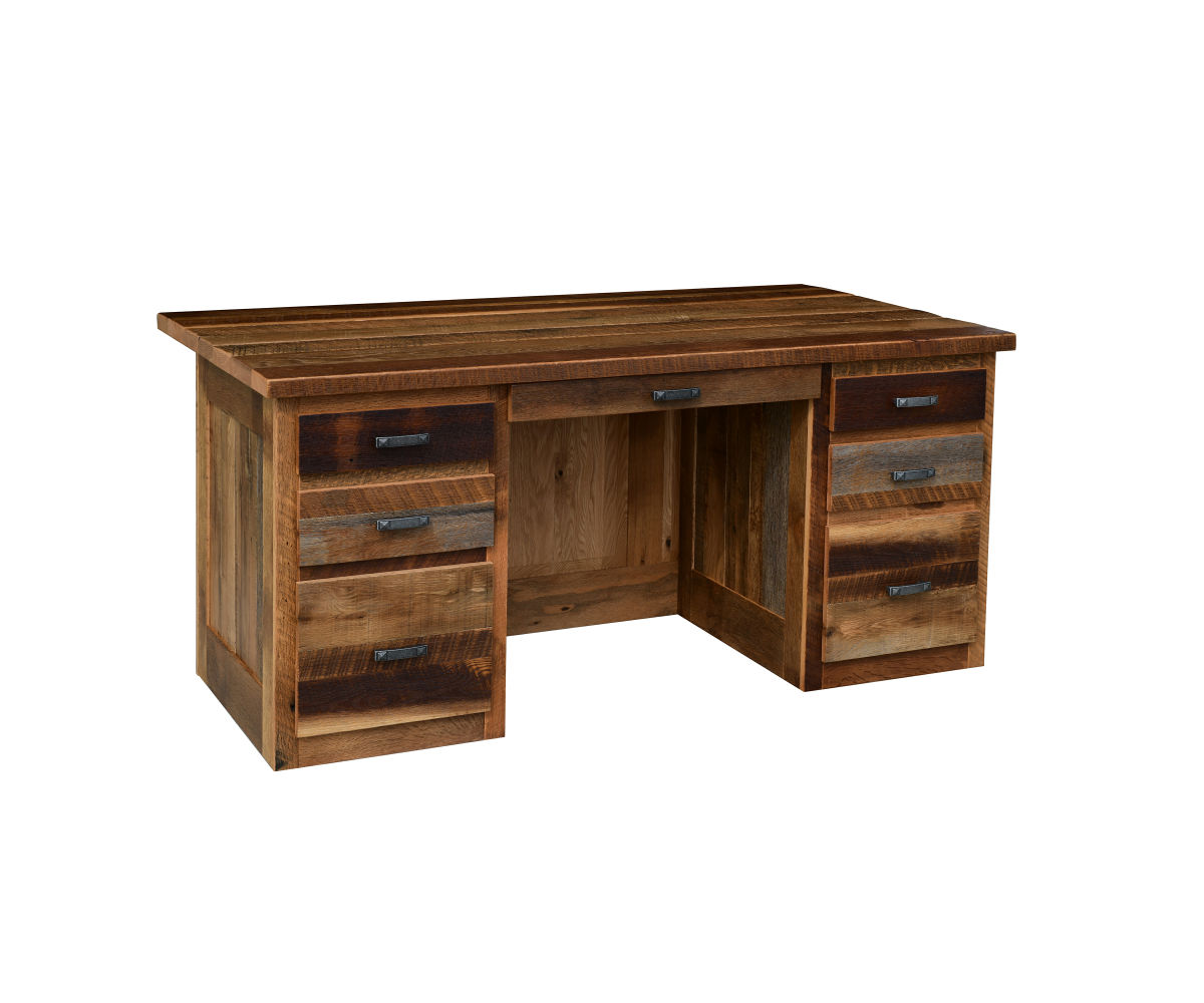 Barnwood Kneehole Desk - Black Buggy Furniture